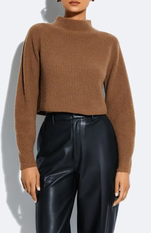Lapointe Airy Cashmere Silk Cropped Raglan Sweater - Camel