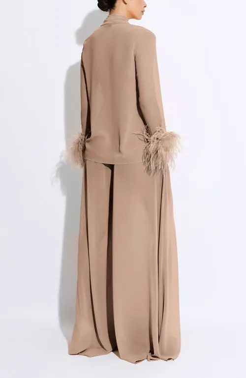 Lapointe Feather-trimmed Georgette Scarf Top