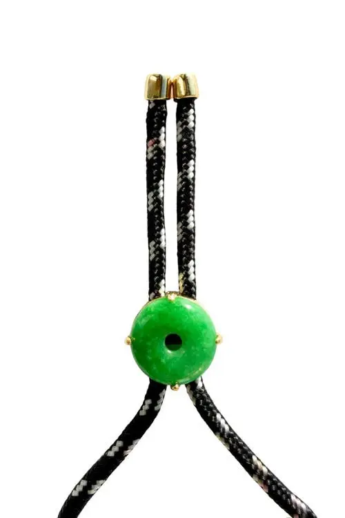 SEREE Paracord Jade Slider Bracelet - Black