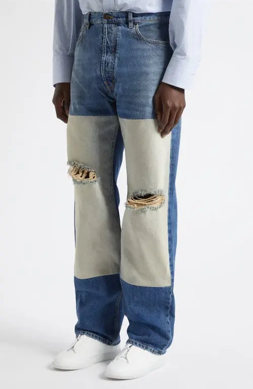 MAISON MARGIELA Ripped Paneled Straight Leg Jeans
