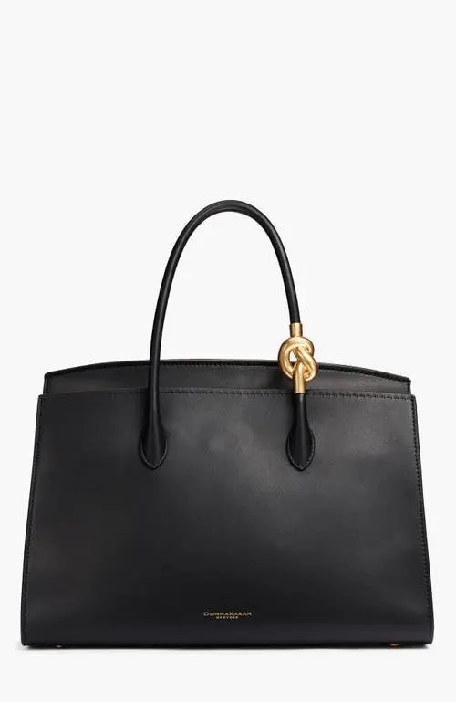 Donna Karan New York Loden Satchel Bag With Gold Tone Hardware - Blk/gold