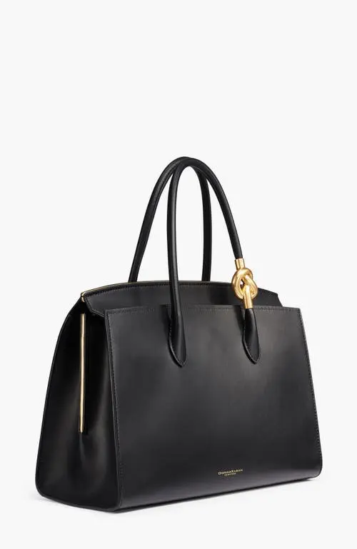 Donna Karan New York Loden Satchel Bag With Gold Tone Hardware - Blk/gold