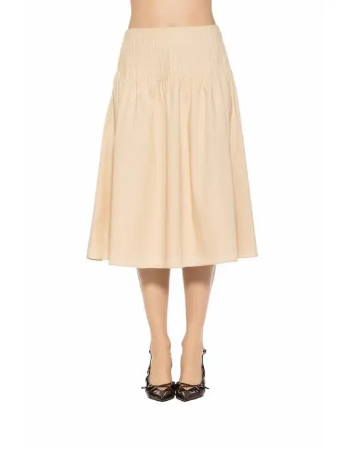 ALEXIA ADMOR Esme Pintuck Waist Full Poplin Skirt - Beige