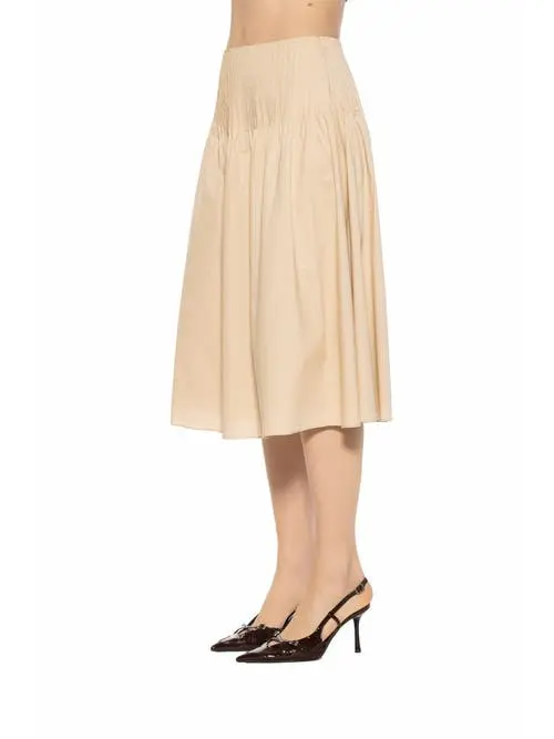 ALEXIA ADMOR Esme Pintuck Waist Full Poplin Midi Skirt - Beige