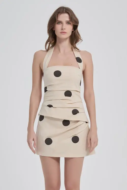 NUAJE NUAJE Eclipse Pleated Mini Skirt - Sandstone Pebble