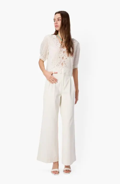 Cami Nyc Junie Eyelash Lace Trim Cotton & Silk Top