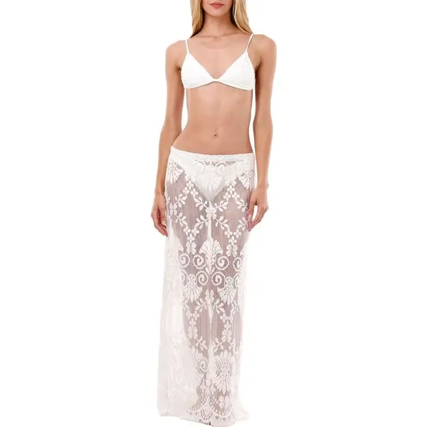 MALAI Lace Cover-up Maxi Skirt - Ivory