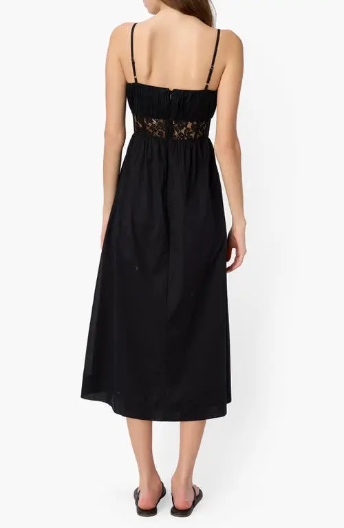 Cami Nyc Octavia Lace Inset Cotton Midi Dress - Black