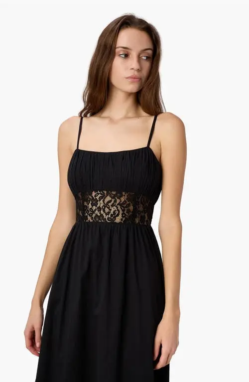 Cami Nyc Octavia Lace Inset Cotton Midi Dress - Black