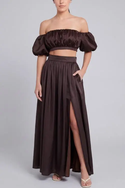 NUAJE NUAJE Isabelle Off-shoulder Puff Sleeve Crop Top