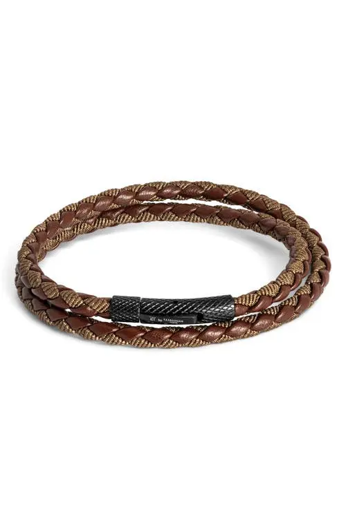Tateossian Braided Leather Double Wrap Bracelet