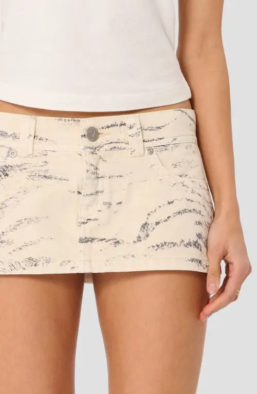 Abrand Denim Recycled Cotton Blend Denim Miniskirt With Allover Print