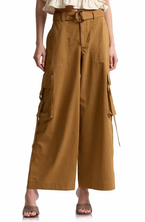 Avec Les Filles Belted Wide Leg Cargo Pants - Spice