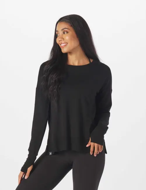 GLYDER Lounge Long Sleeve Pullover - Black