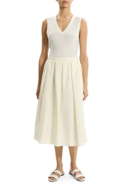 Theory Pleated Organic Cotton Midi Skirt