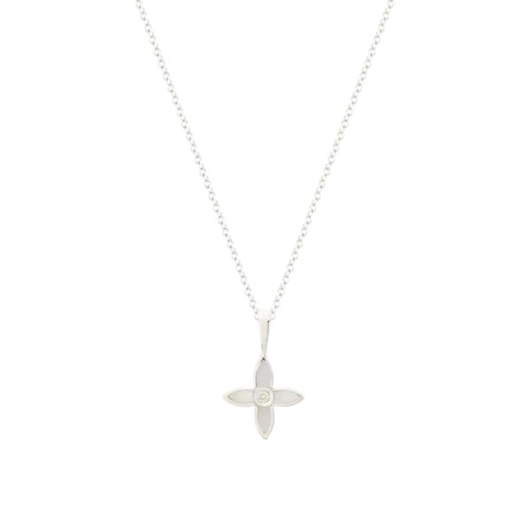 MURKANI Desert Flower Charm Necklace With Mother Of Pearl And White Topaz - Silver