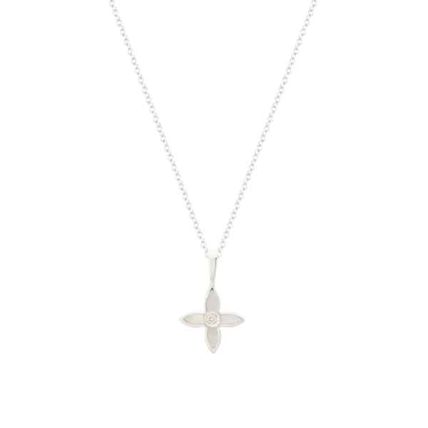MURKANI Desert Flower Charm Necklace With Mother Of Pearl And White Topaz - Silver