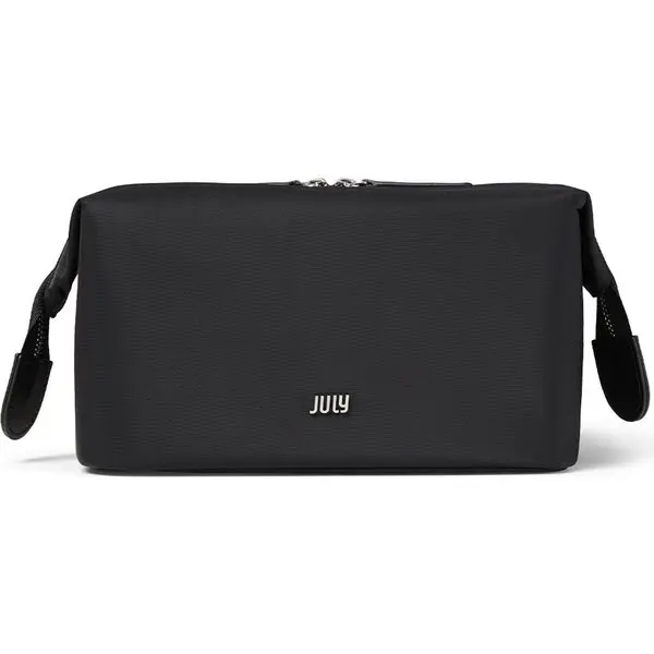 JULY Open Toiletry Bag With Leather Trims - Black