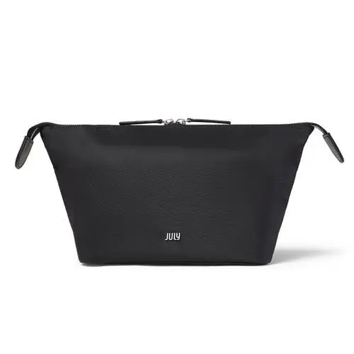 JULY Open Toiletry Bag With Leather Trims - Black