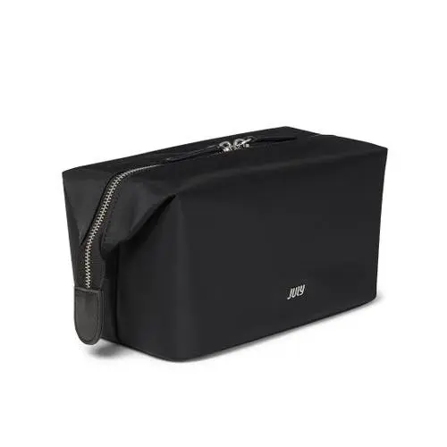 JULY Open Toiletry Bag With Leather Trims - Black