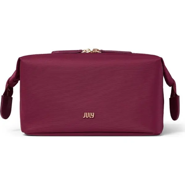 JULY Open Toiletry Bag With Leather Trims - Grape