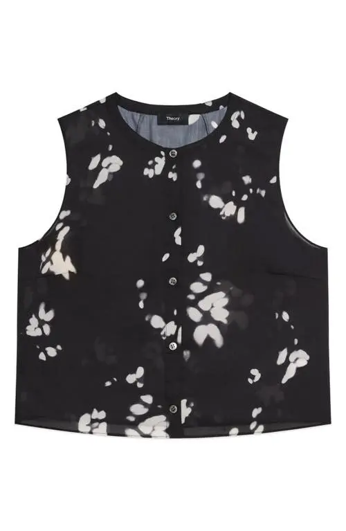 Theory Shadow Floral Sleeveless Button-up Shirt - Black Multi
