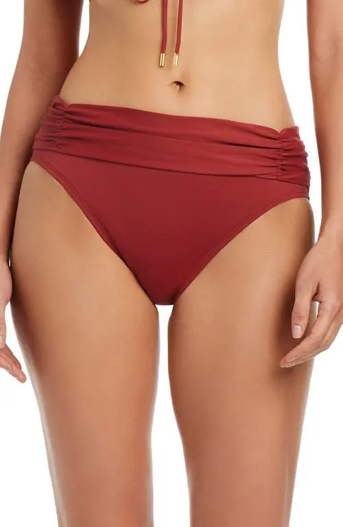 BLEU BY ROD BEATTIE Shirred Hipster Bikini Bottoms - Barcelona Red