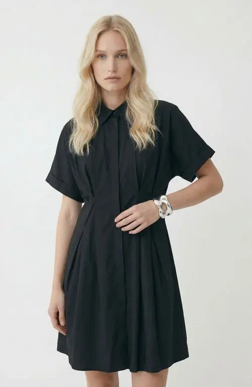 Vero Moda Pleated Mini Shirtdress - Black