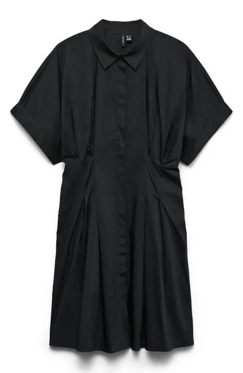 Vero Moda Pleated Mini Shirtdress - Black