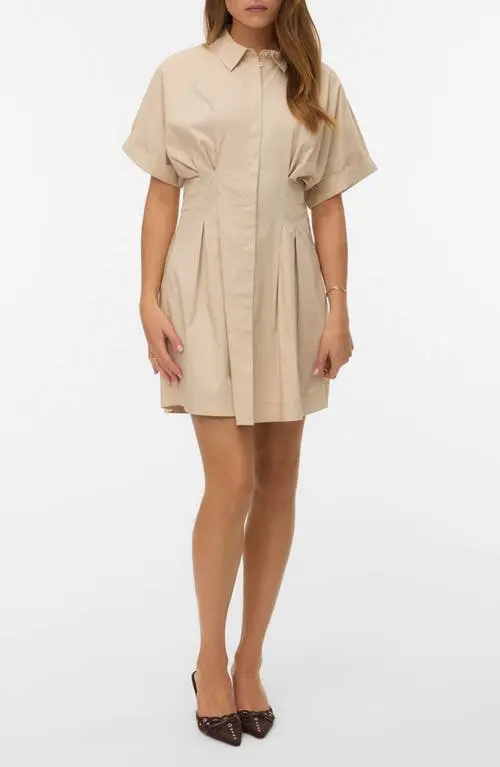 Vero Moda Friba Pleated Mini Shirtdress - Cement