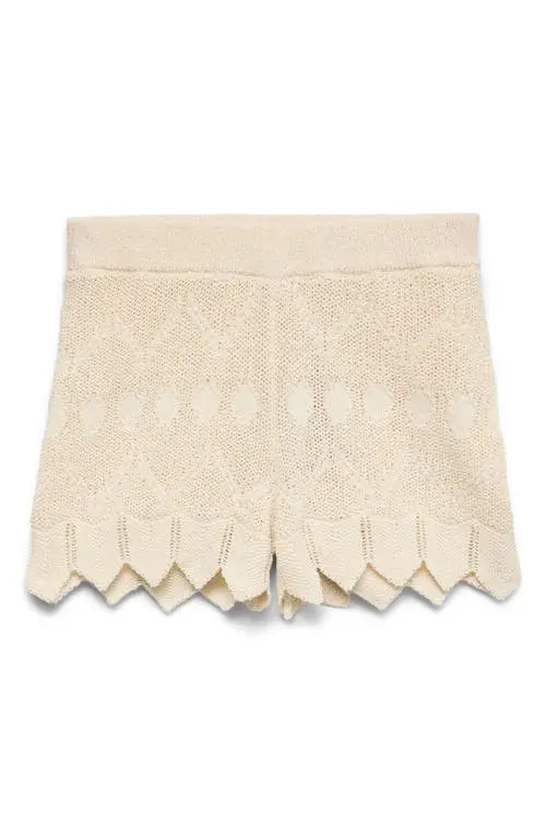 Vero Moda Pointelle Knit Scalloped Hem Mini Shorts