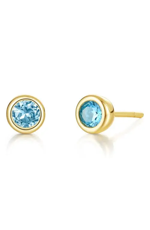 Lafonn Bezel Simulated Birthstone Stud Earrings - Light Blue