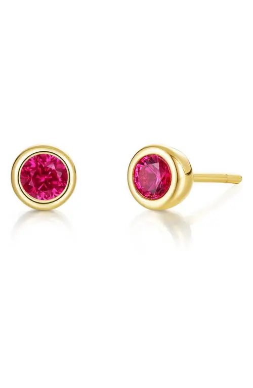 Lafonn Bezel Simulated Birthstone Stud Earrings - Red