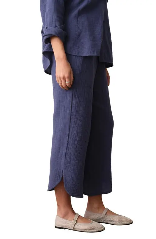 Marine Layer Cali Smocked Waist Cropped Wide-leg Pants