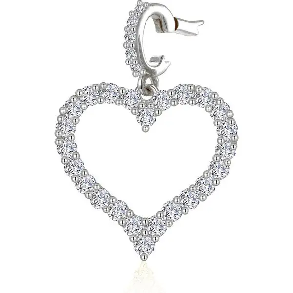 Lafonn Amara Simulated Diamond Open Heart Pendant Charm - Silver