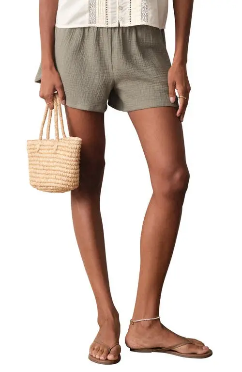 Marine Layer Isla Double Cloth Cotton Shorts - Sage