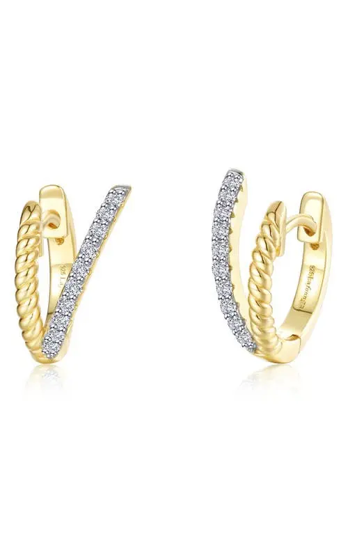 Lafonn Eternal Weave Pavé Simulated Diamond Huggie Hoop Earrings - Gold