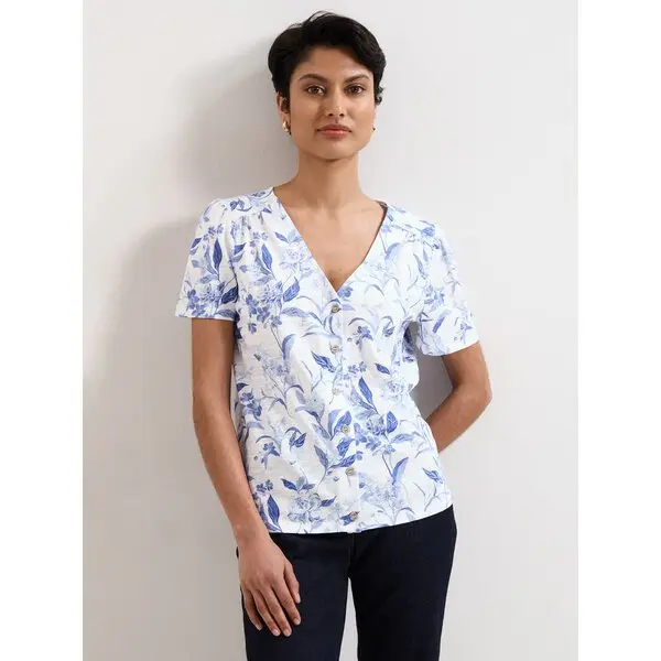 PHASE EIGHT Lorenna V-neck Short Sleeve Top - Blue