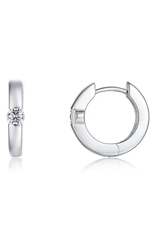 Lafonn Ella Simulated Diamond Huggie Hoop Earrings - Silver