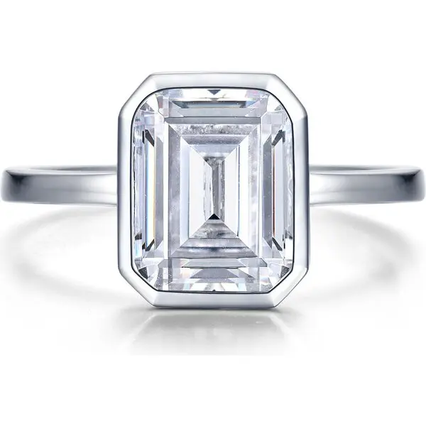 Lafonn Emerald Cut Simulated Diamond Ring - Silver