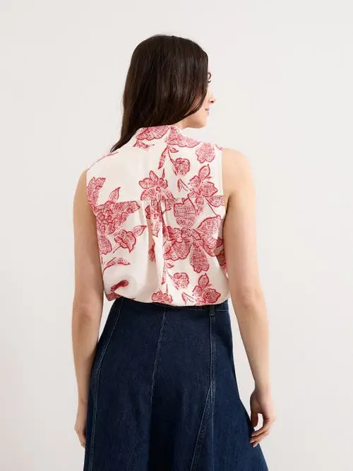 PHASE EIGHT Junie Tie Neck Sleeveless Blouse