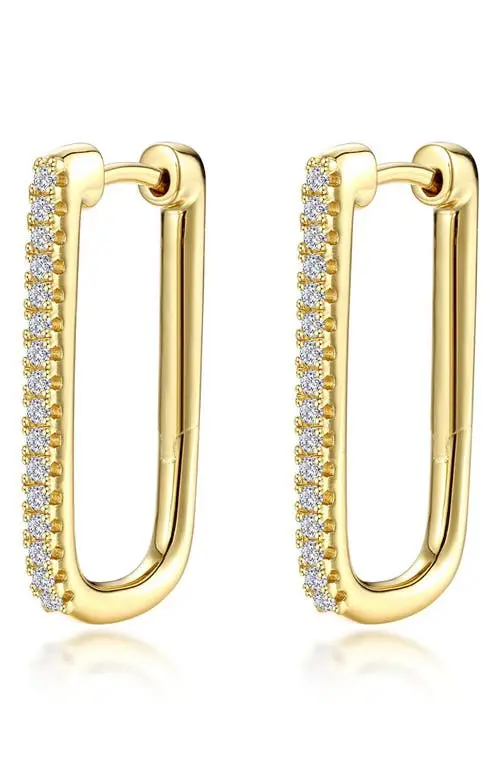 Lafonn Pavé Simulated Diamond Rectangular Hoop Earrings - Gold