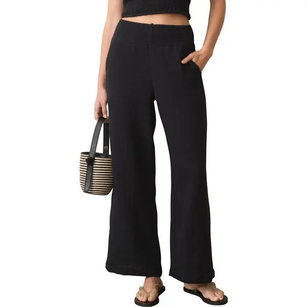 Marine Layer Isla Pull-on Double Cloth Wide Leg Pants - Black