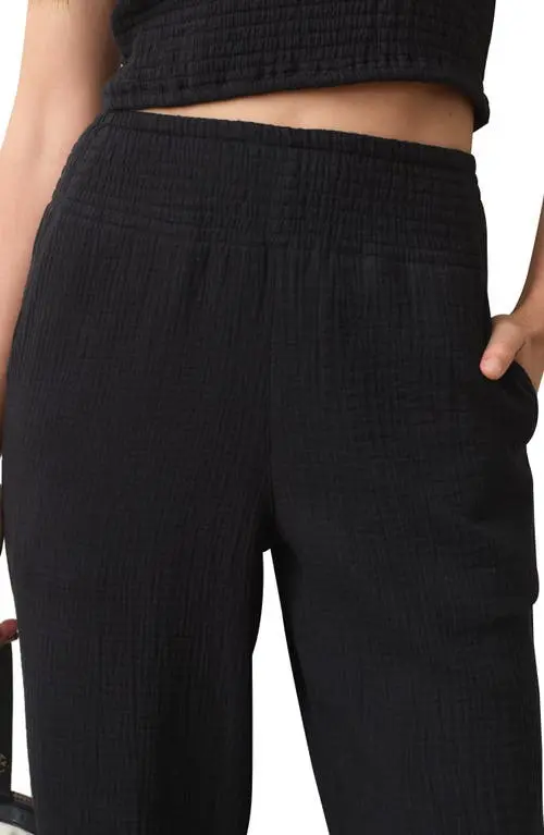 Marine Layer Isla Pull-on Double Cloth Wide Leg Pants - Black