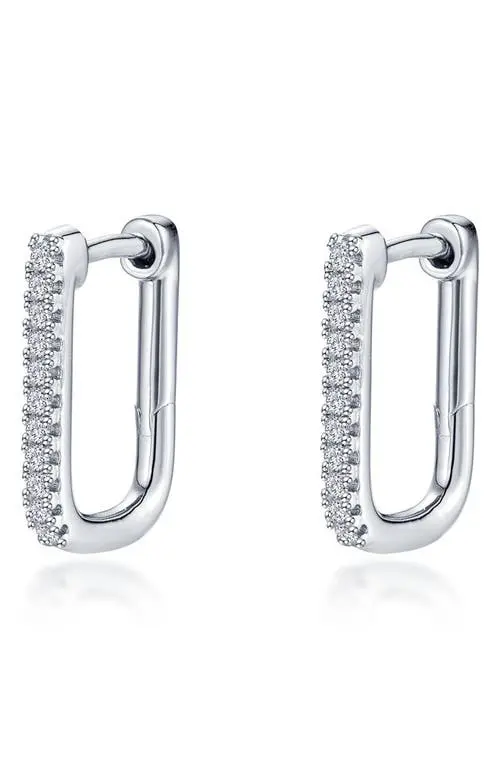 Lafonn Pavé Simulated Diamond Rectangular Hoop Earrings - Silver