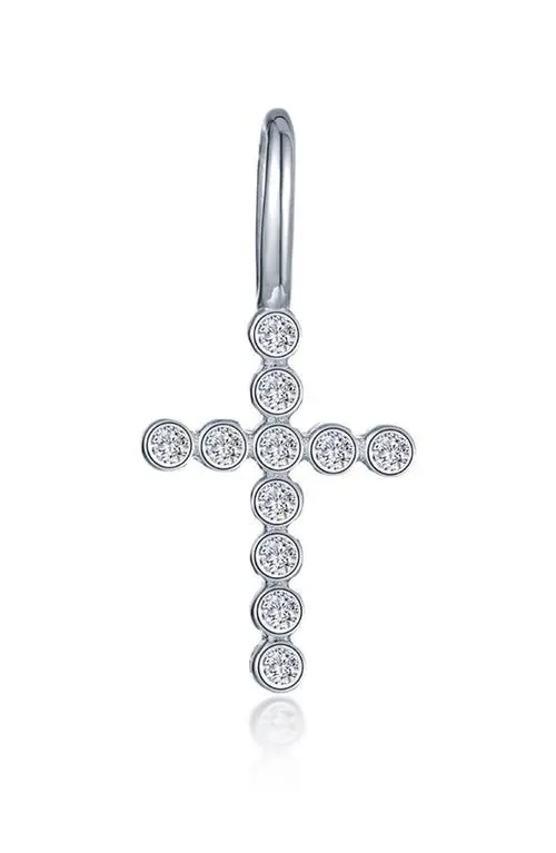 Lafonn Simulated Diamond Bezel Cross Charm - Silver