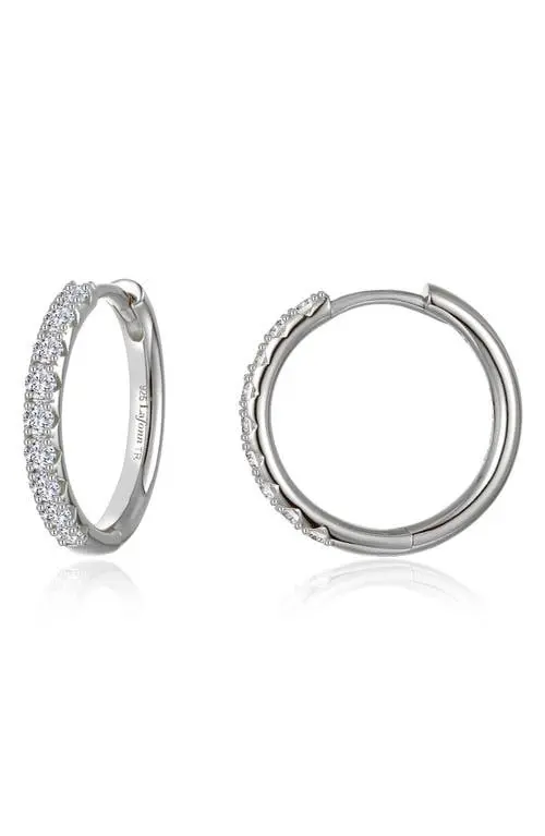 Lafonn Alina Pavé Simulated Diamond Small Round Hoop Earrings - Silver