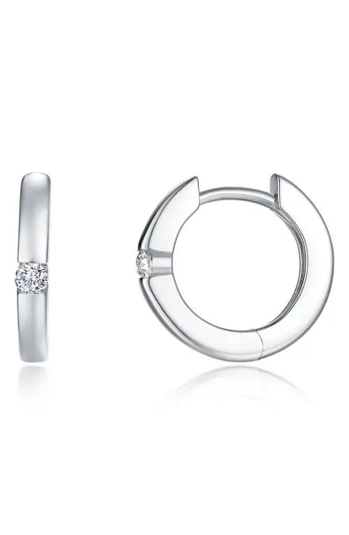 Lafonn Kate Simulated Diamond Huggie Hoop Earrings - Silver