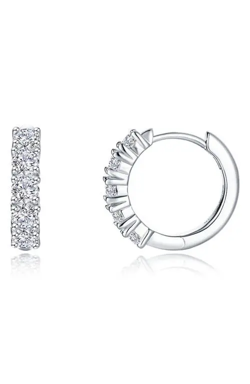 Lafonn Bella Pavé Simulated Diamond Huggie Hoop Earrings - Silver
