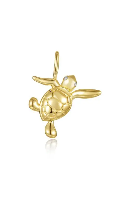 Lafonn Sea Turtle Pendant Charm With Simulated Diamonds - Gold